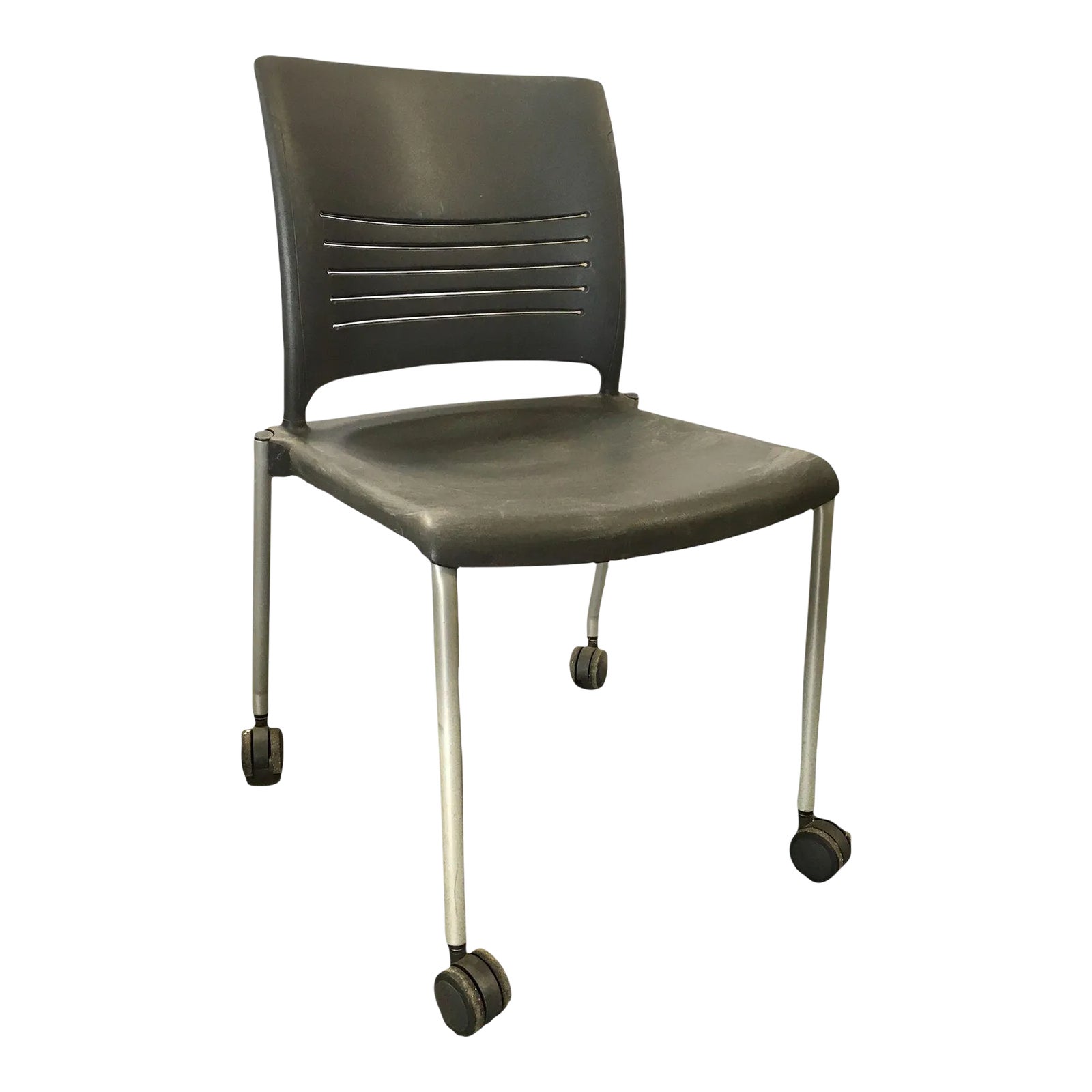 Vintage Dark Grey Plastic Rolling Desk Chairs by Giancarlo Piretti for ...