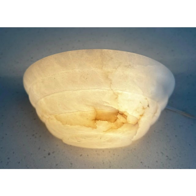 Pair Half Moon Alabaster Deco Style Wall Light Sconces | Chairish