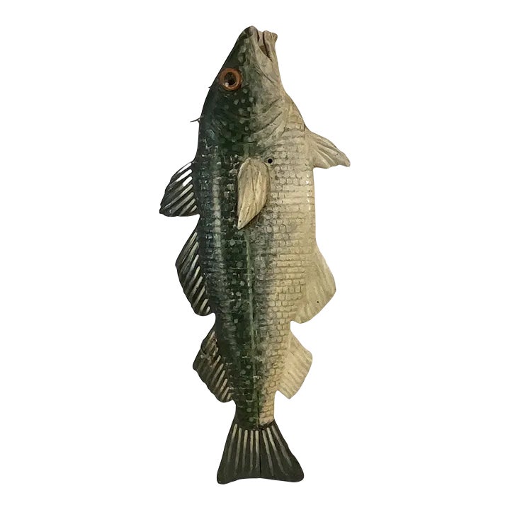 Six Foot Carved Fish from England | Chairish