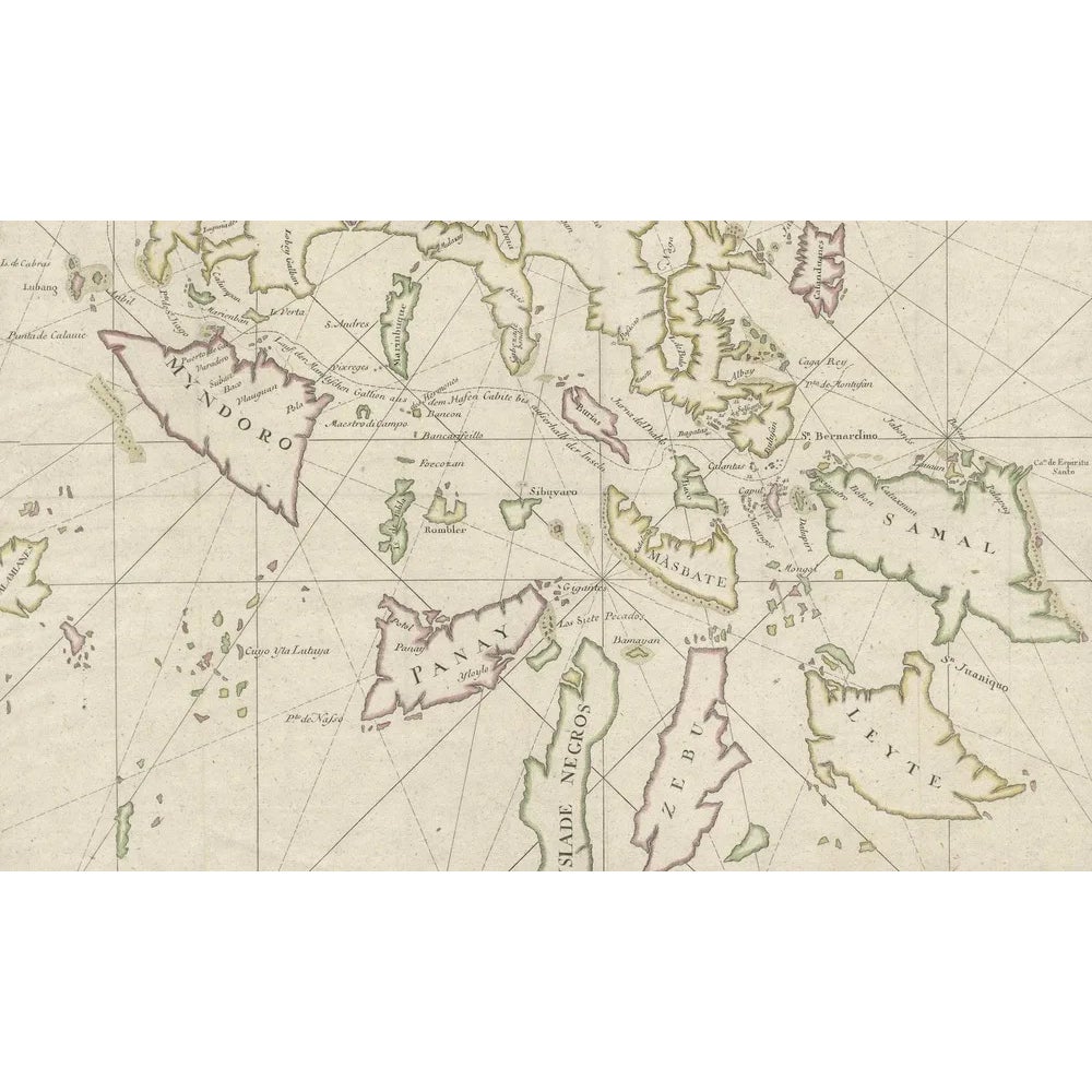 Large German Chart of the Islands of the Philippines with Hand-Colored ...