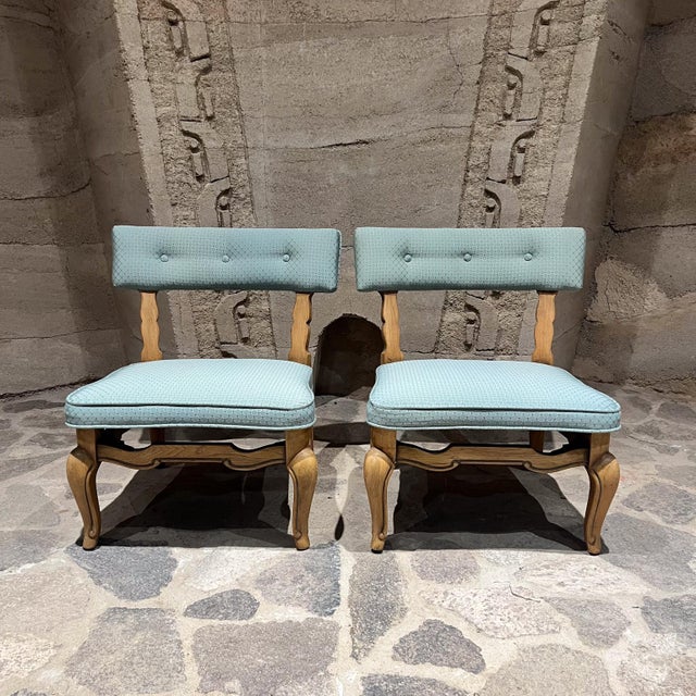 1950s Fabulous French Blue Slipper Chairs by Thomasville | Chairish