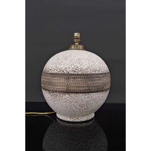 Round Ceramic Table Lamp in the style of Besnard, France, 1930s | Chairish