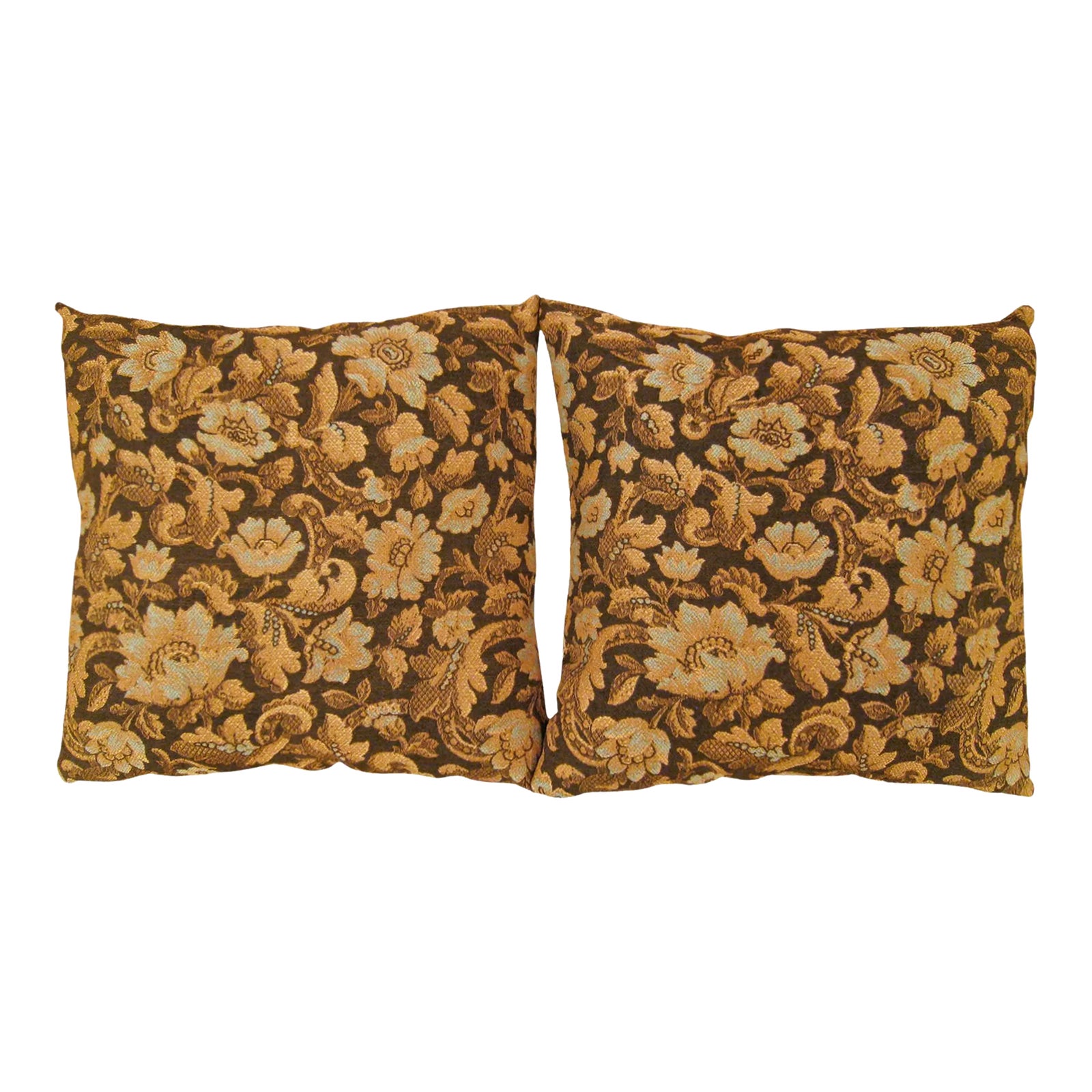 1910 Decorative Antique Jacquard Tapestry Pillows with Floral Elements ...