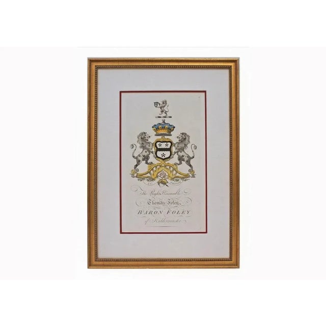 19th Century Armorial Engraving Framed Coat of Arms Entryway Wall Art ...