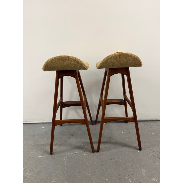 Pair of MCM Mid Century Modern Erik Buch Danish Teak Bar Stools Model ...