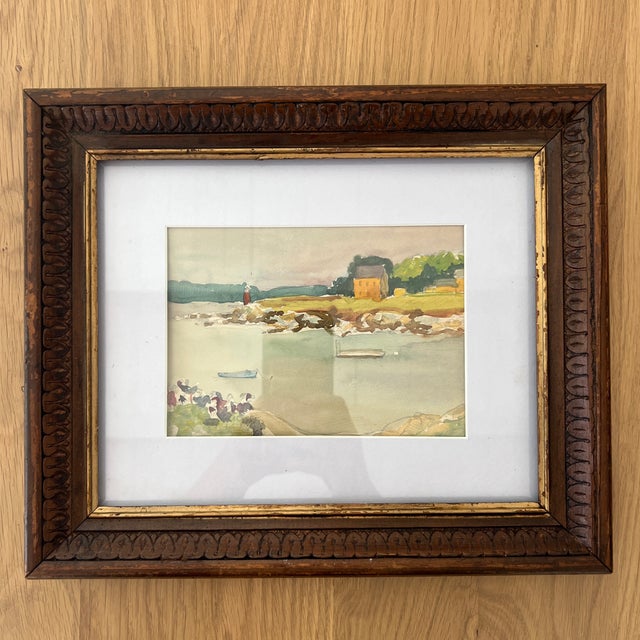 Original Vintage Watercolor Seascape Painting | Chairish