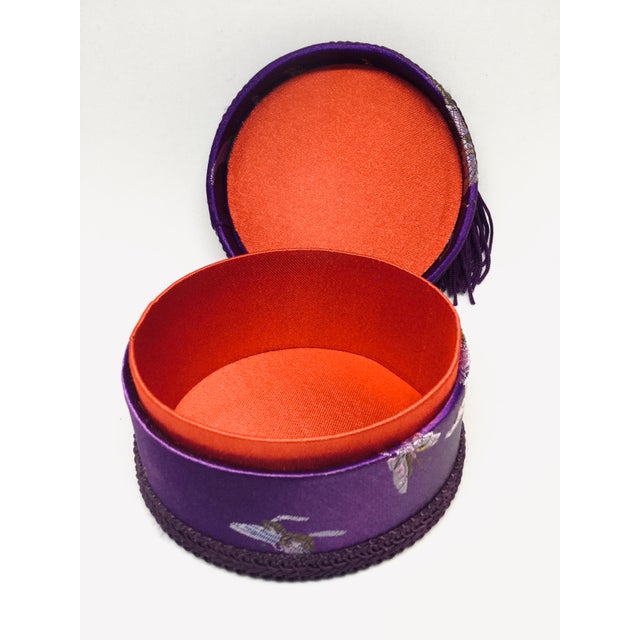 1980s Silk Covered Tasseled Trinket Jewelry Box | Chairish
