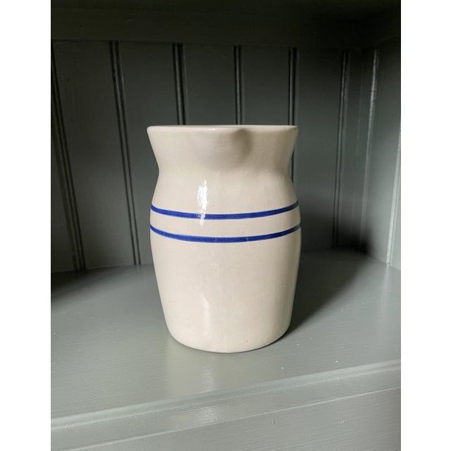 Vintage Striped Stoneware Pitcher | Chairish