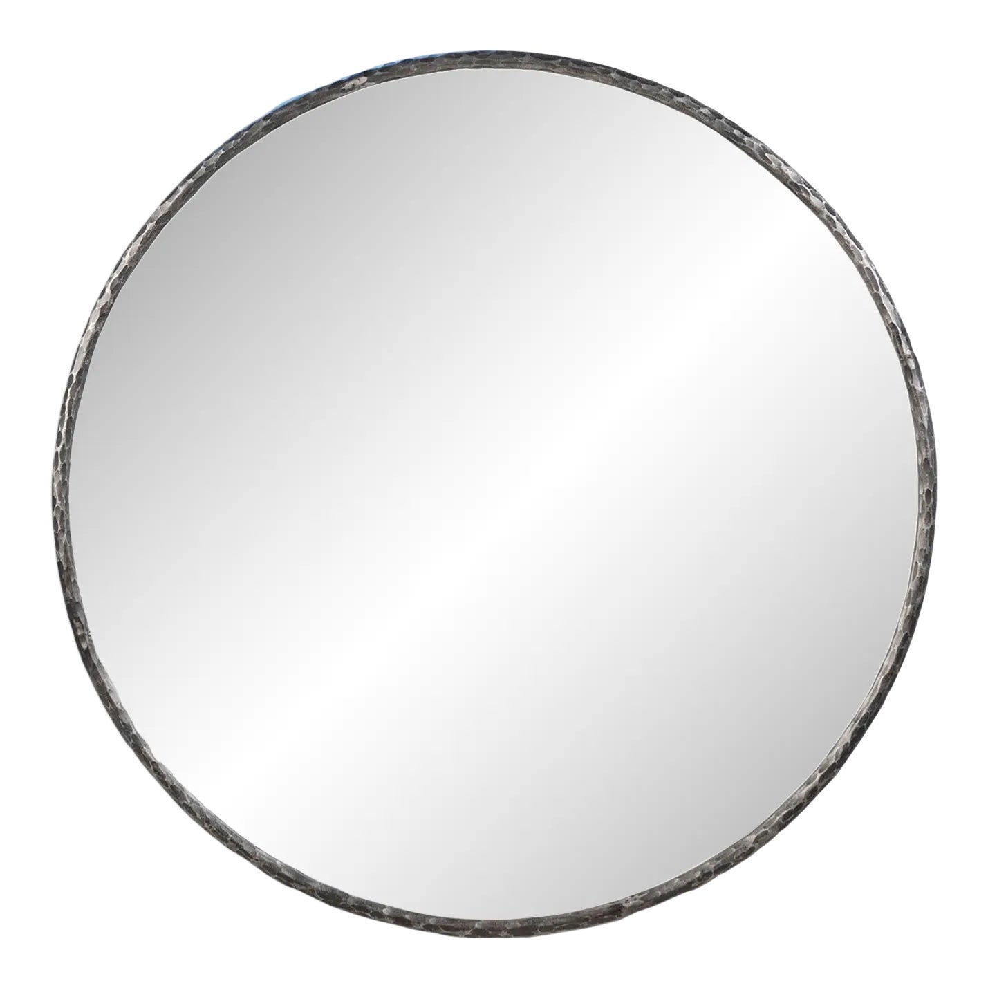 Large Round Hammered Iron Ring Mirror | Chairish