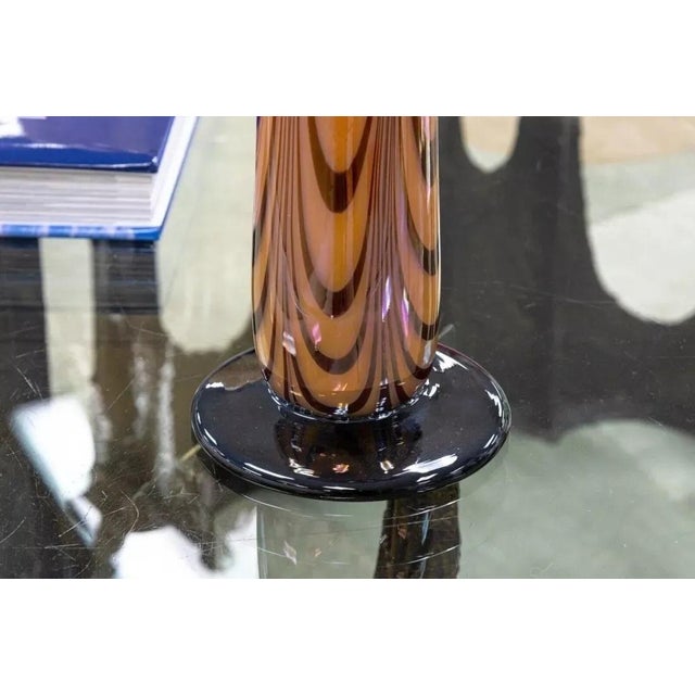 Rick Strini Signed Modern Contemporary Orange Red and Black Blown Glass ...