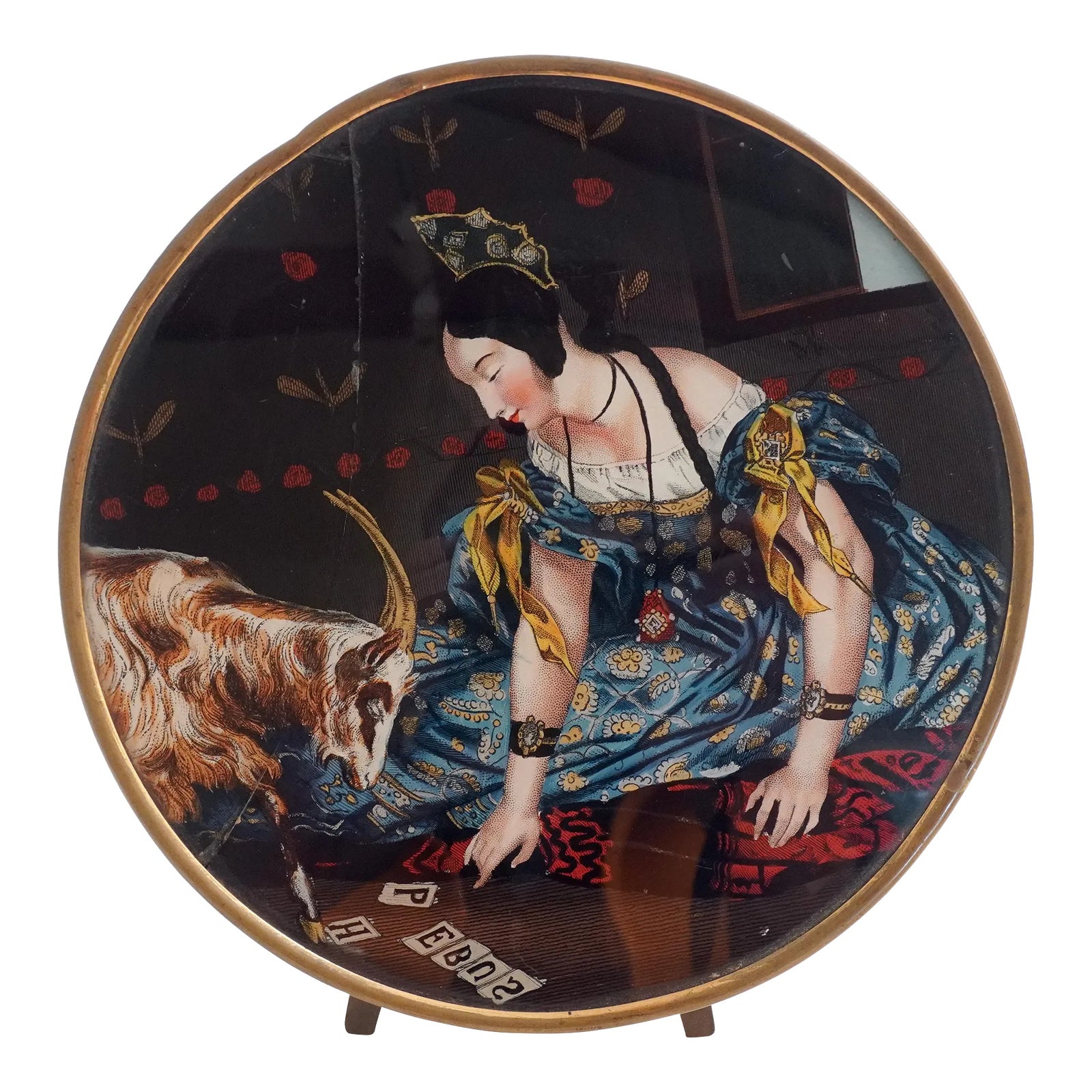 Late 19th Century French Candy Box With Glass Lids Painted in Reverse ...