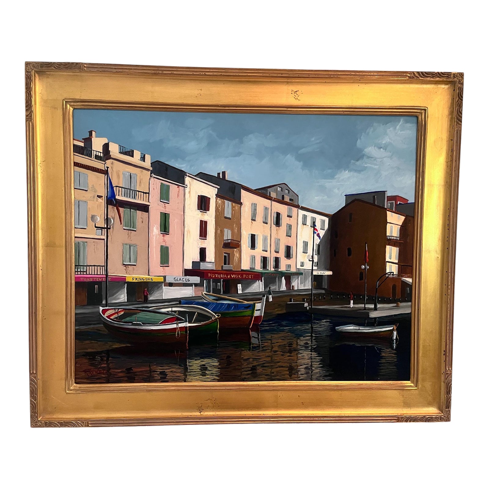 1980s Oil on Canvas by Richard T. Reminger . “St. Tropez “ Signed and ...