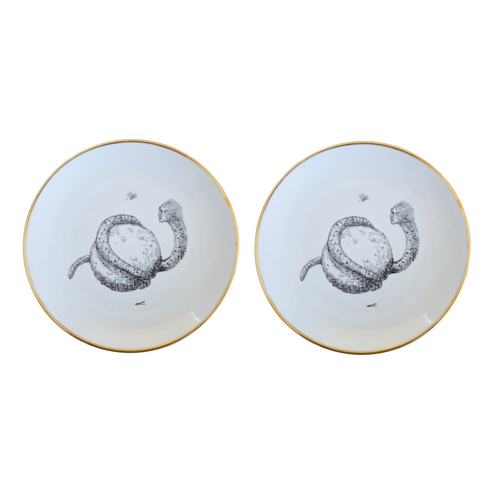 Snake Plates from Lithian Ricci, Set of 2 | Chairish