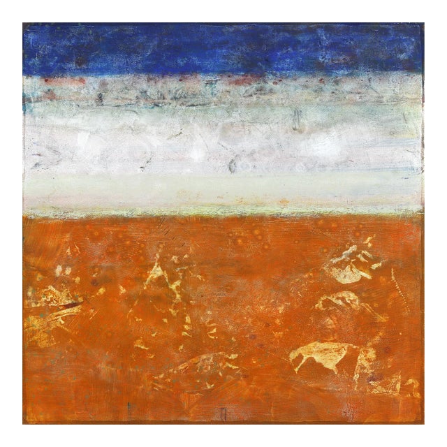 Awh 314 - Original Abstract Expressionist Blue & Yellow Colorfield Oil ...