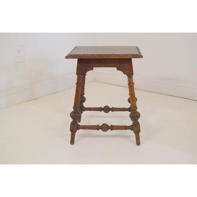 Late 1800's Carved Walnut Stool | Chairish