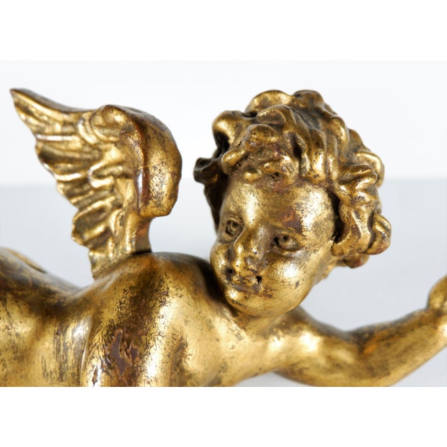Antique Wood Carved Gold Gilt Flying Winged Putti | Chairish