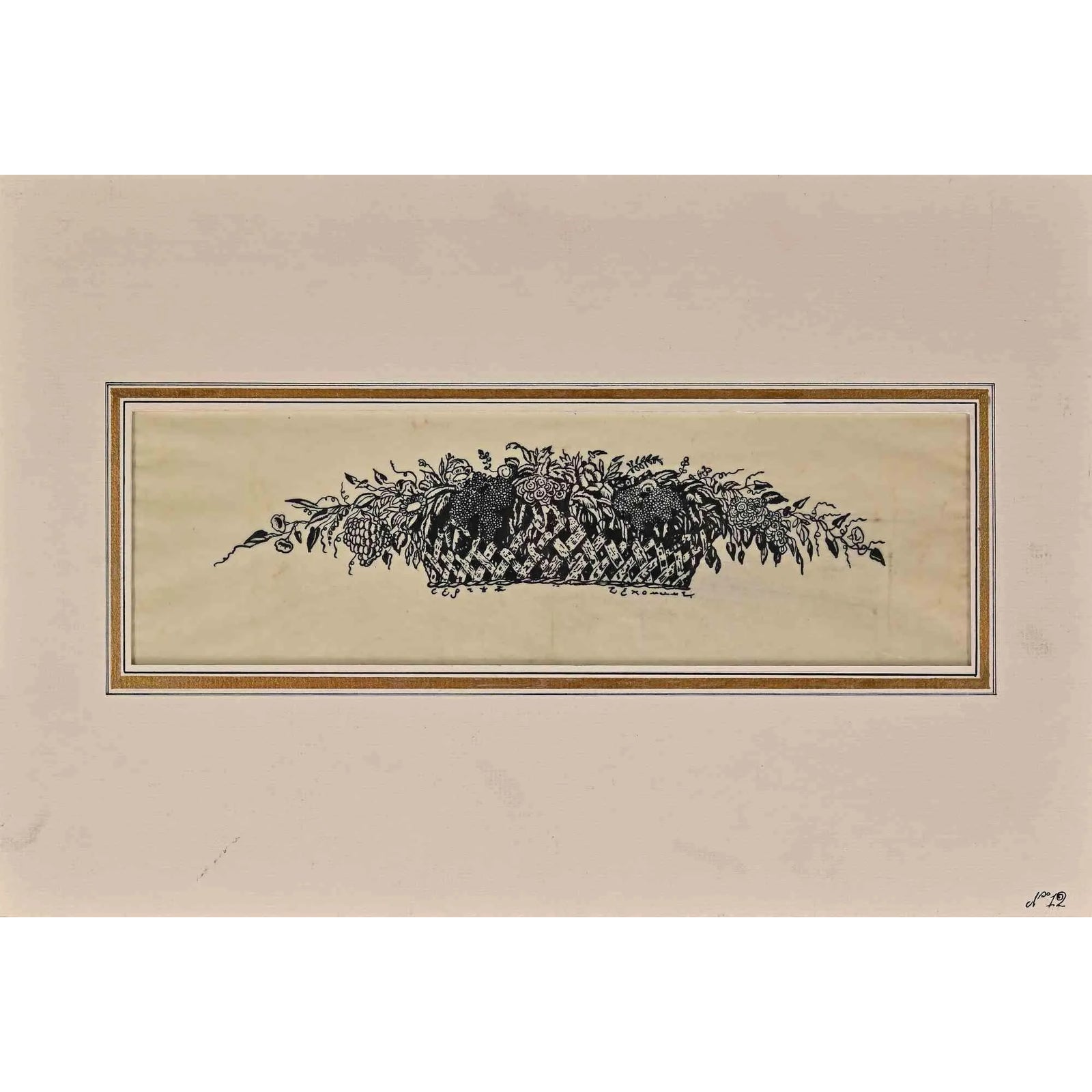 Sergueï Vassilievitch Tchekhonine, Panier de Fleurs, Original Ink ...