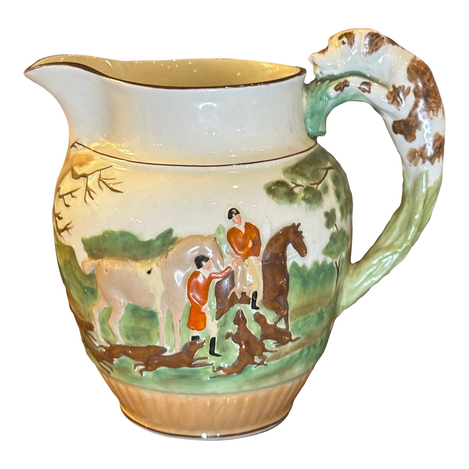 Vintage Wedgwood Etruria Pitcher Circa 1930s - English Hunt Scene With Hound Handle | Chairish