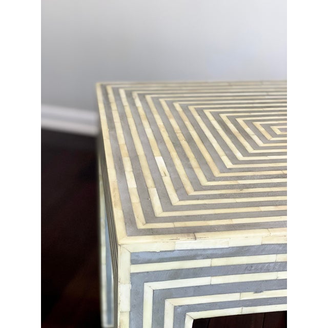 Bone and Resin Striped Mod Side Table Malena Stripped Side Table by ...