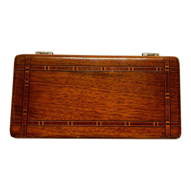 Vintage Dual Chambered Inlaid Wooden Box | Chairish