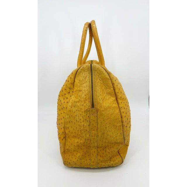 Vintage Gold Pfeil Mustard Tan Ostrich Leather Duffel Travel Bag Tote ...