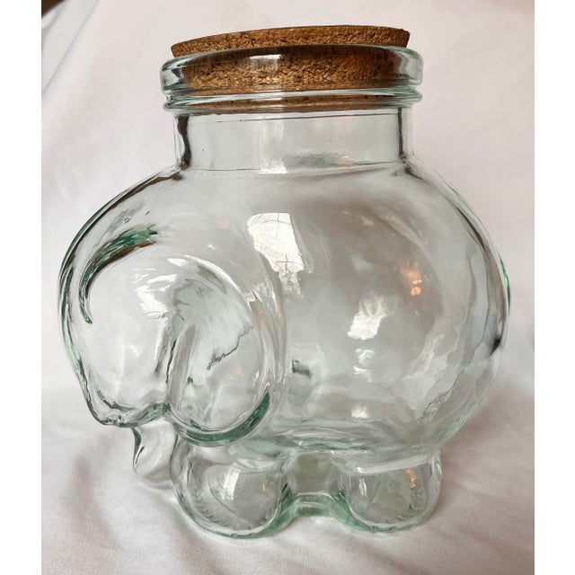 Late 20th Century Large Italian Elephant Glass Jar With Cork Lid | Chairish