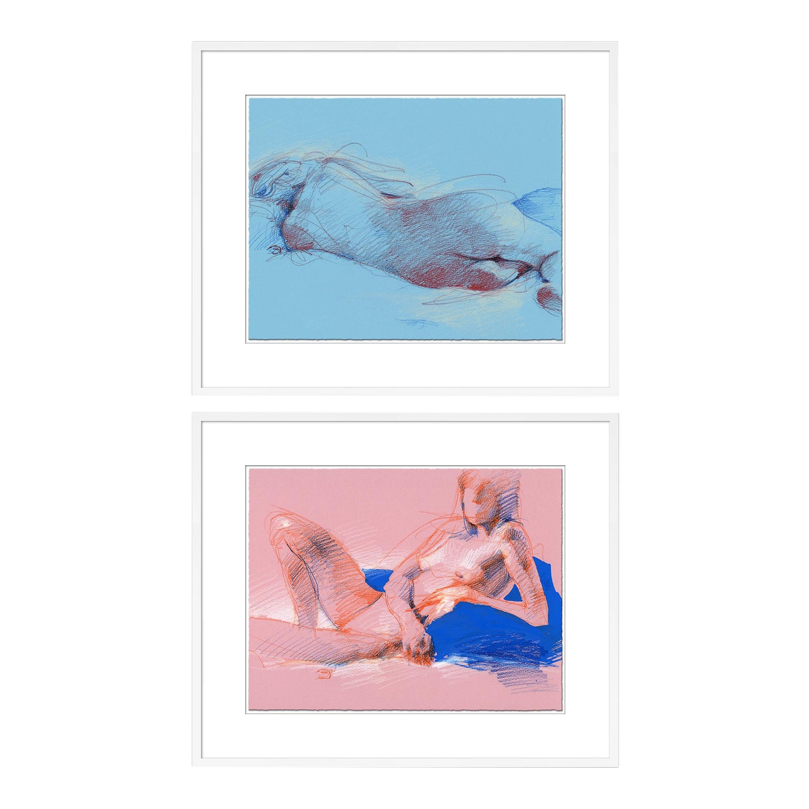 Figure 11 & 12 Diptych by David Orrin Smith in White Frame, Small Art Print | Chairish