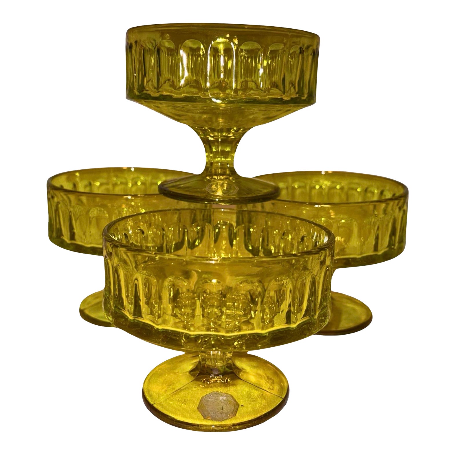 1969 Chartreuse Champagne/ Sherbet Glasses, S/4 | Chairish
