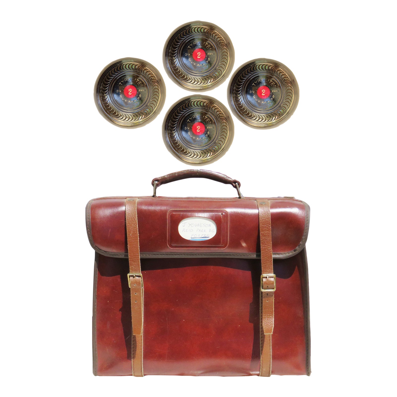1960s English Lawn Bowls / Balls & Carrier W/ Insert, 6 Pieces | Chairish