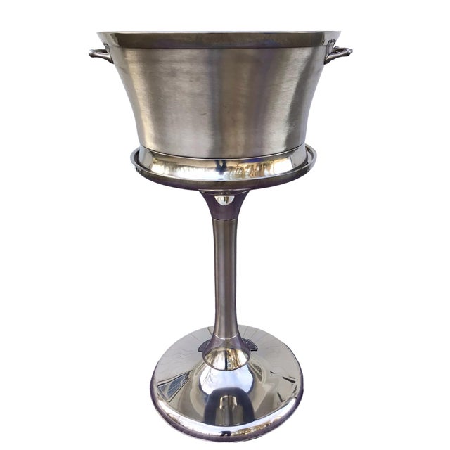 Frontgate Metal Beverage Ice Bucket on Stand | Chairish