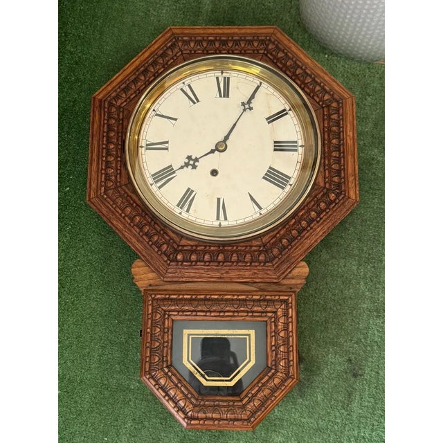 19th Century Ingraham Schoolhouse Style Wall Clock | Chairish