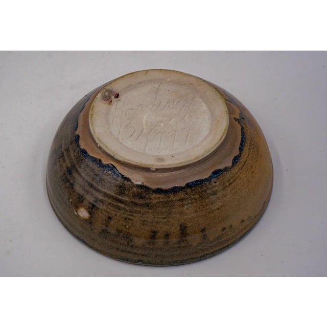 1997 Harding Black Pottery Bowl Red Light Blue Crystalline Starburst ...