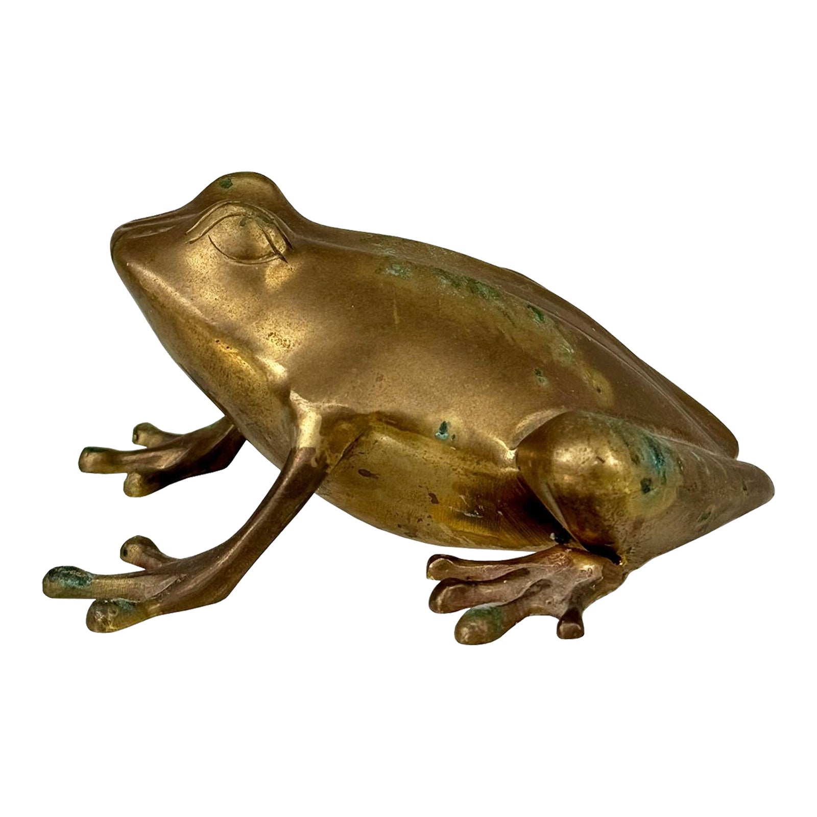 Vintage Traditional Brass Frog Sculpture - 6" | Chairish
