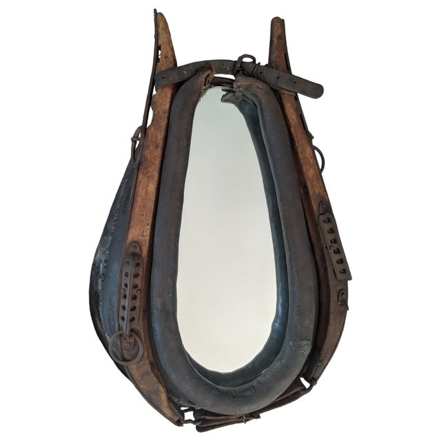 Vintage Equestrian Leather Horse Yoke Collar Mirror | Chairish