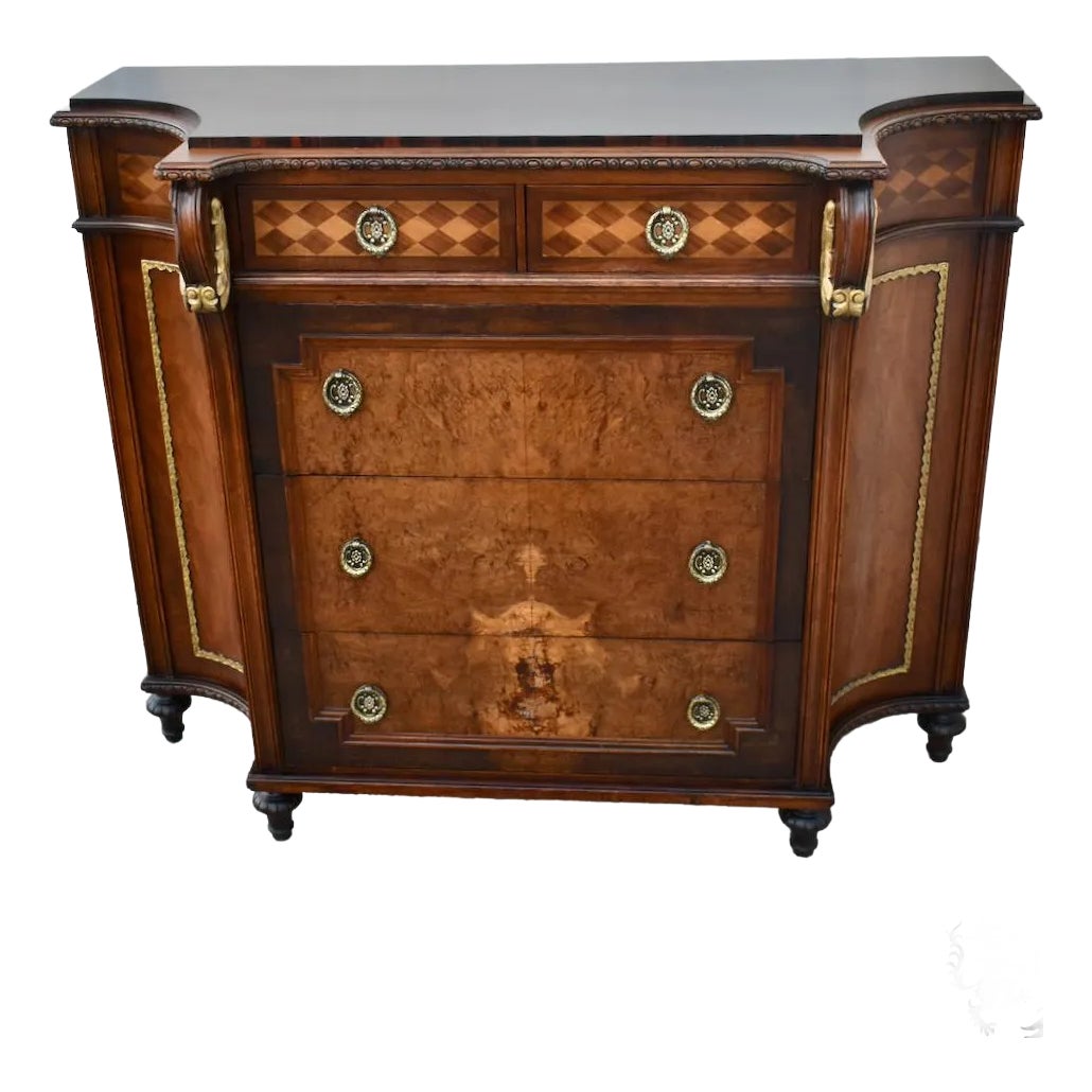 Antique Carved and Inlaid Walnut & Rosewood Itaian Renaissance Style ...