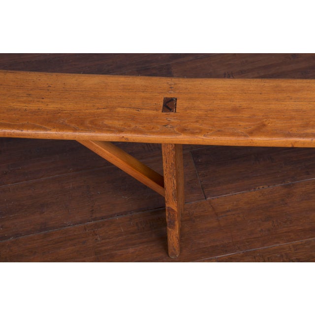 19th Century Country French Farmhouse Mixed Wood Harvest Bench | Chairish