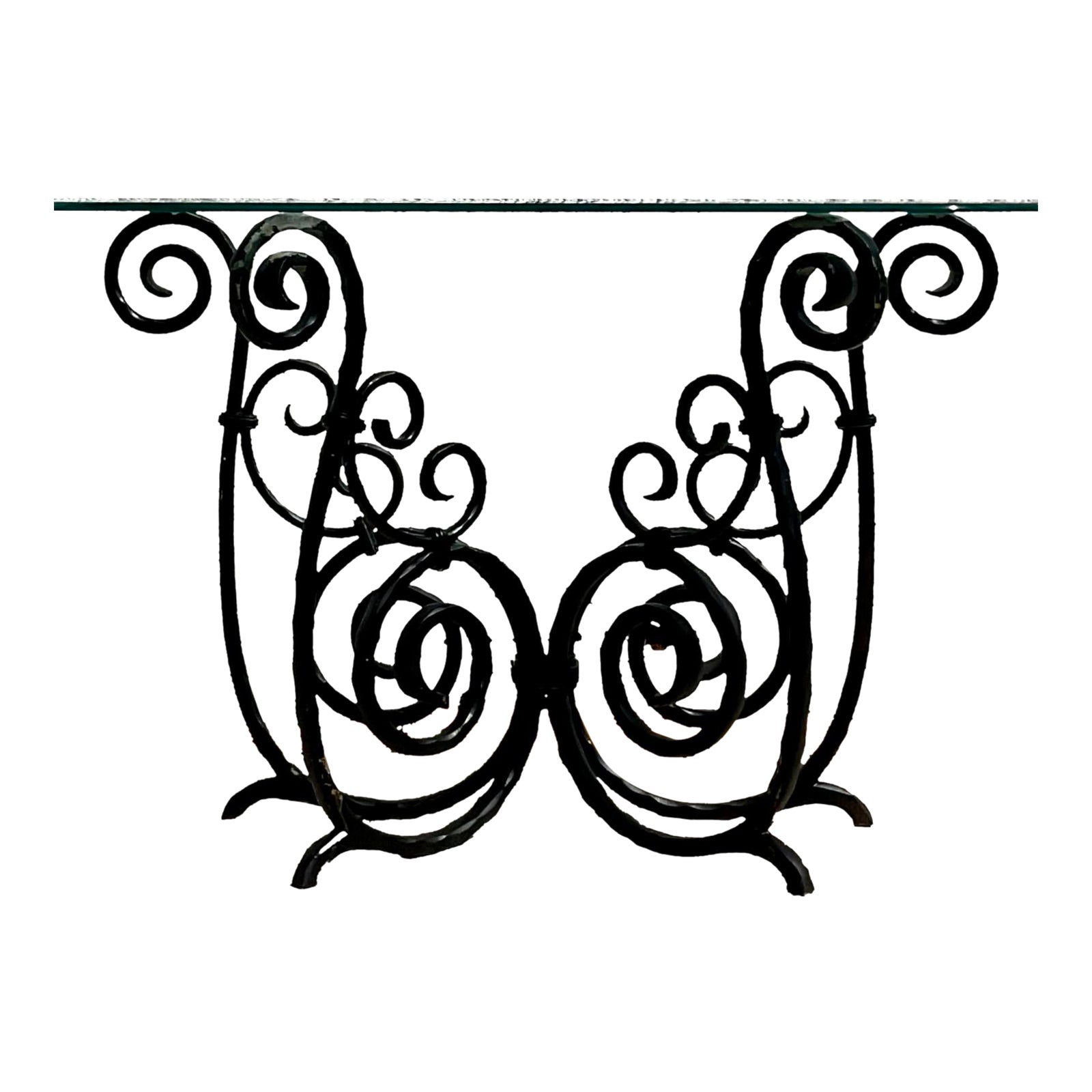 Vintage Scroll Wrought Iron Console Table | Chairish