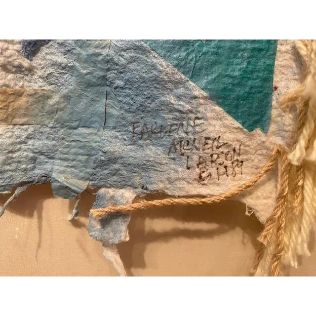 1980s Dakota Buffalo Tribal Themed Fiberworks Collage Incased in Plexi ...