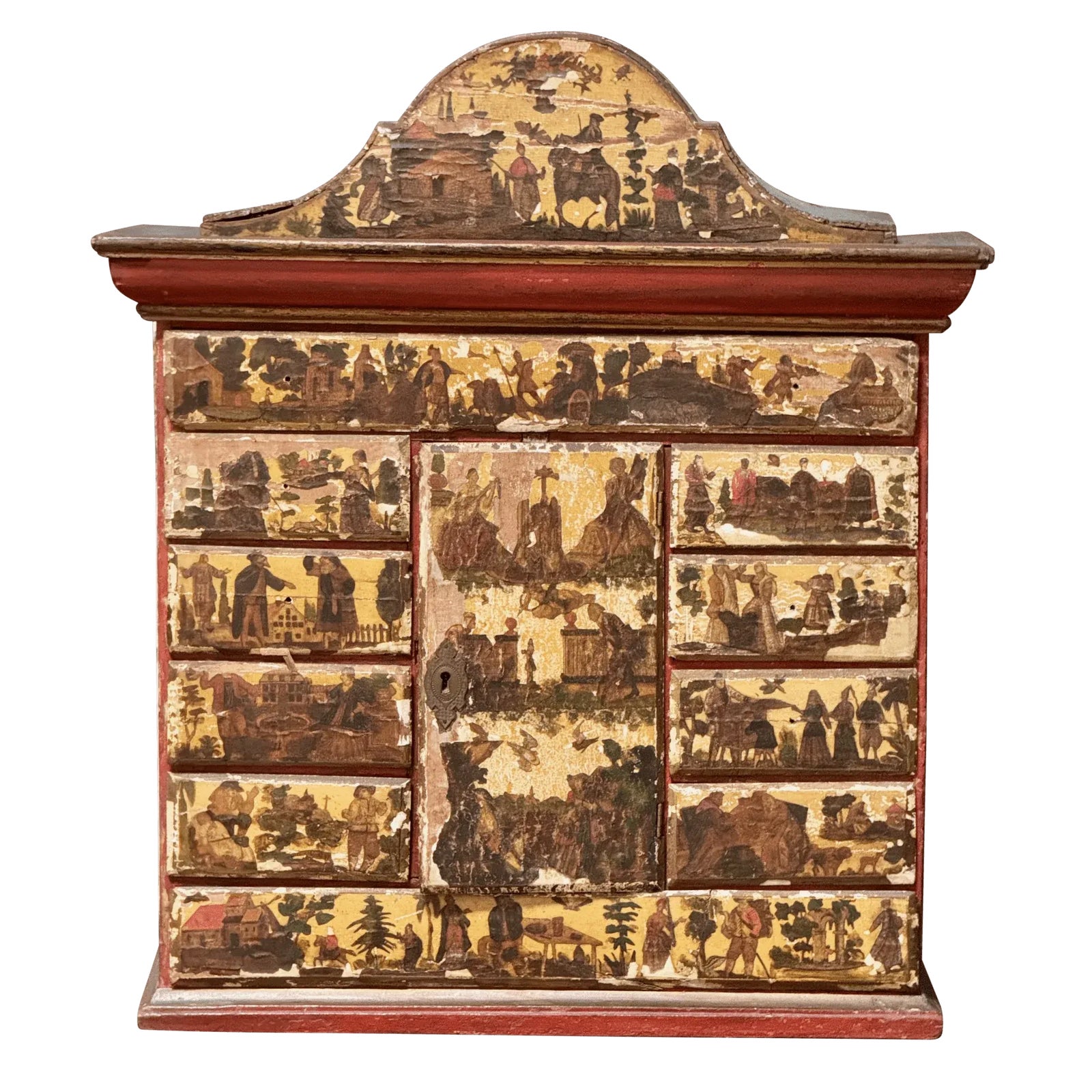 18th Century Italian Lacca Povera Valuables Cabinet | Chairish