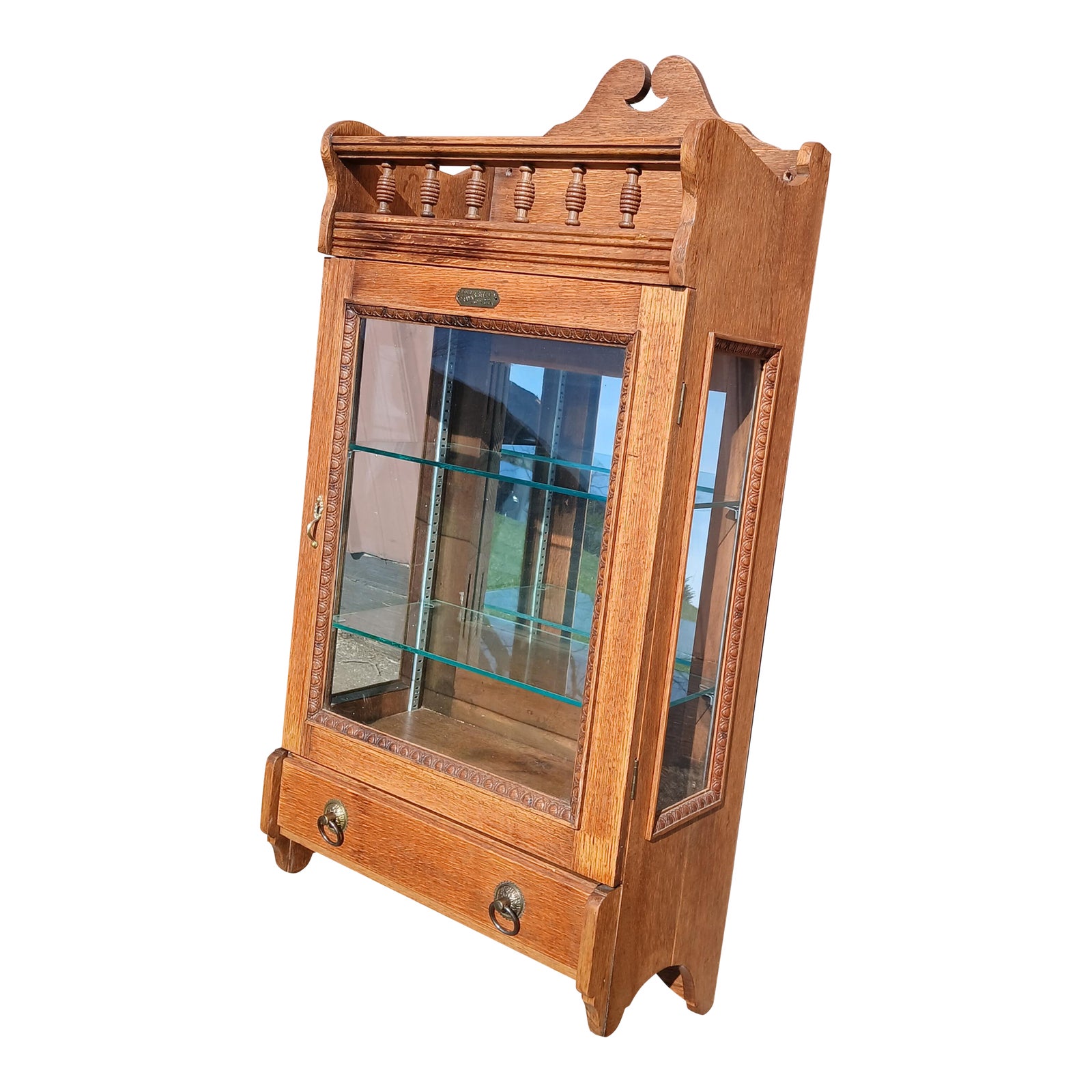 Antique Wall Hanging Barber Cabinet Quarter Sawn Oak Frank S Betz Co ...
