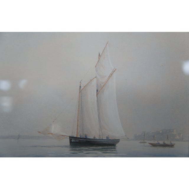 Tim Thompson Becalmed Off Castle Court Martime Sailboat Watercolor ...