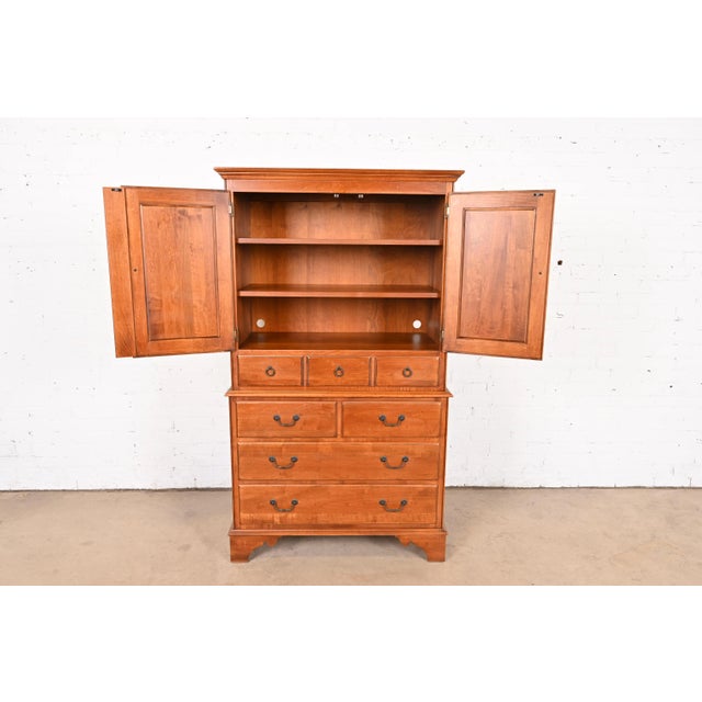 Ethan Allen Georgian English Country Solid Birch Highboy Dresser or ...