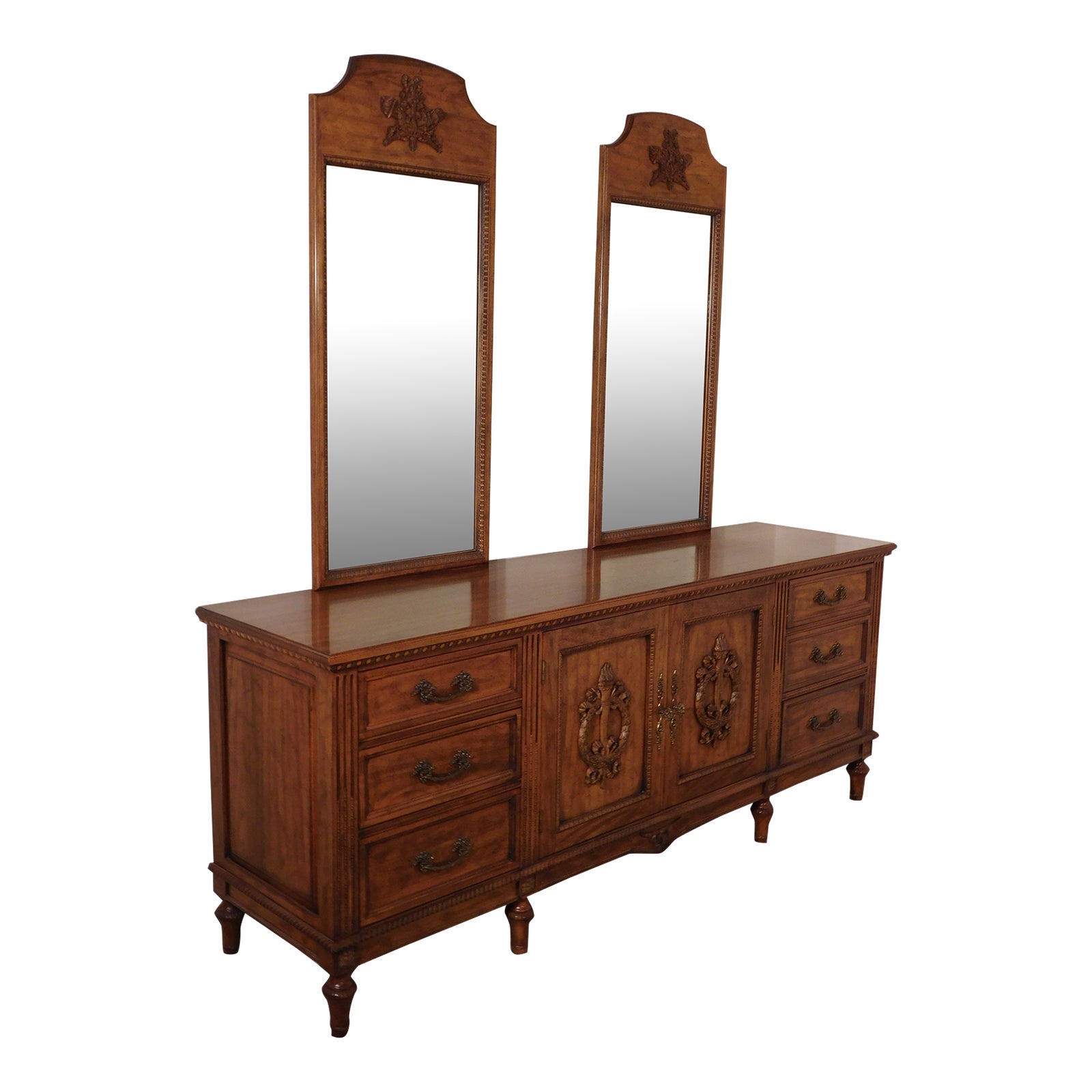 Davis Furniture Fleming Walnut French Louis XVI Long Chest Dresser W 2 ...