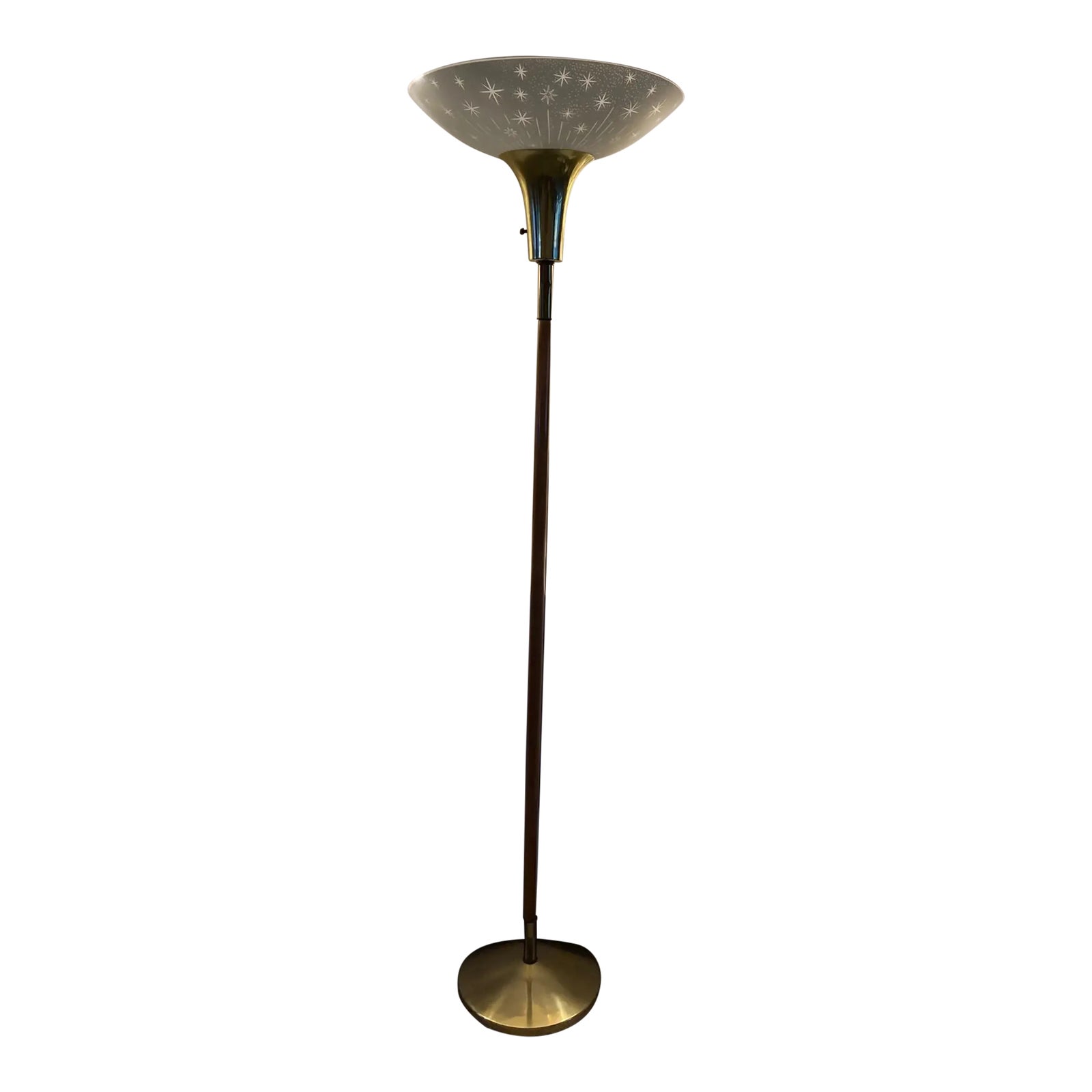 Mid-Century Torchiere Floor Lamp With Starburst Shade | Chairish