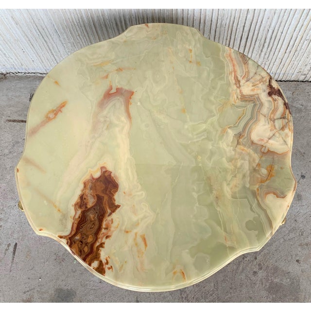 19th Green Onyx Clover Form Top and Bronze Legs Coffee Table | Chairish