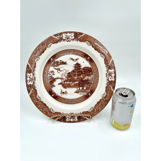 1980s Brown Willow Chinoiserie Plate by Gracie China | Chairish