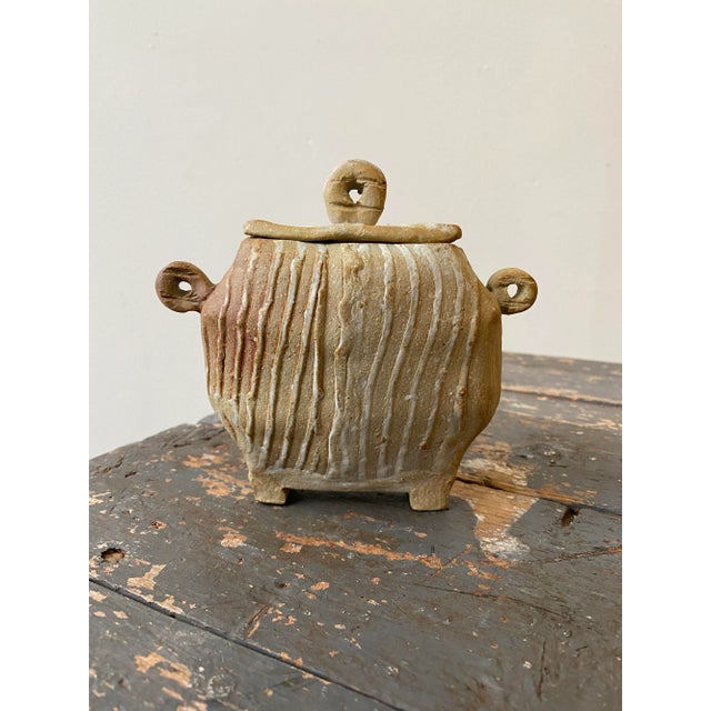 Vintage Small Hand-Built Lidded Pottery Vessel, Circa 1980s | Chairish