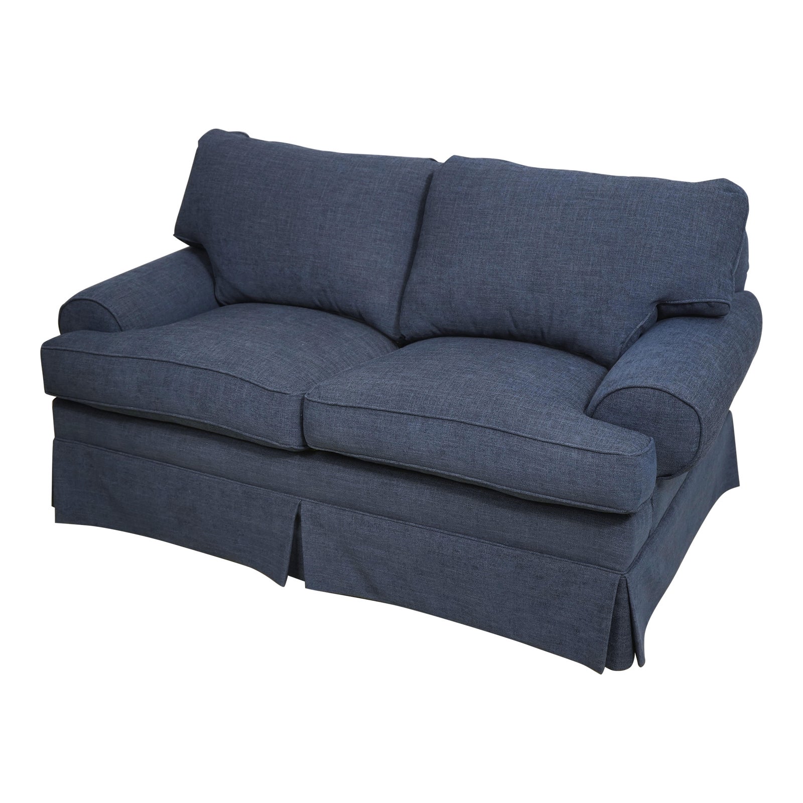 Ethan Allen Blue Re-Upholstered Loveseat Sofa | Chairish