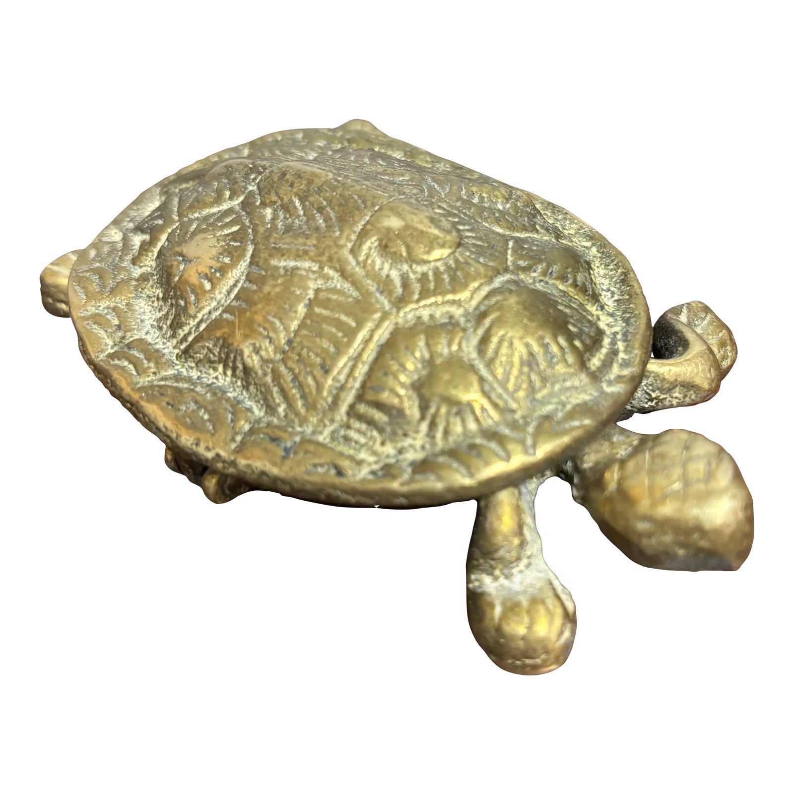 Vintage English Brass Turtle Hinged Trinket Box | Chairish