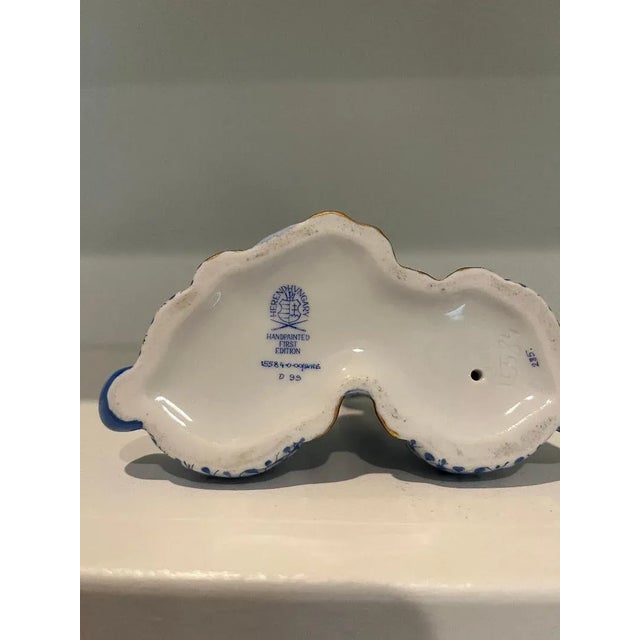 Herend Blue Fishnet "Pair of Rabbits Snuggling" Figurine | Chairish